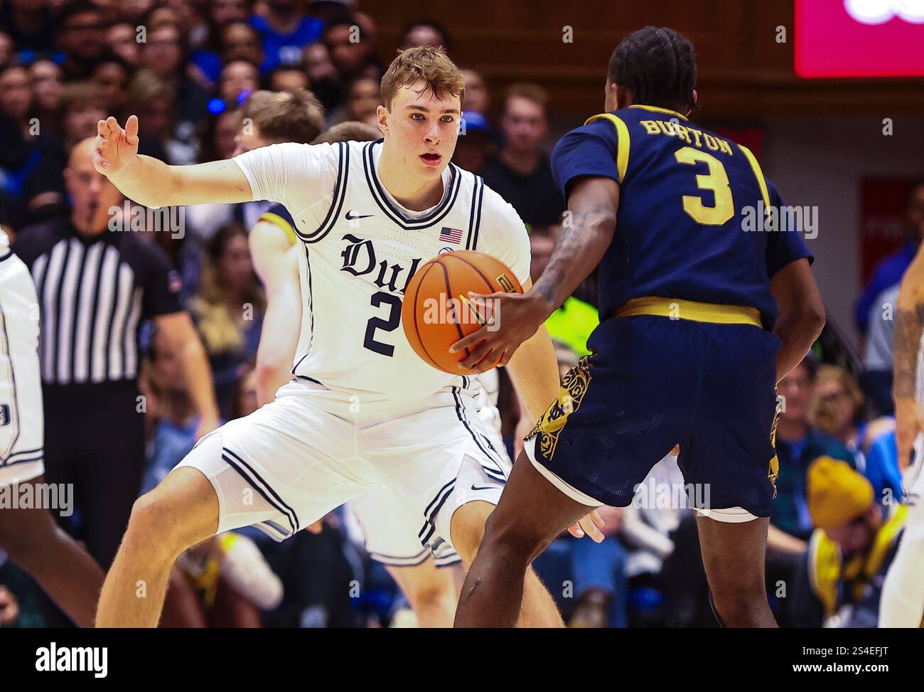 January 11, 2025: Duke guard Cooper Flagg (2) defends against Notre ...