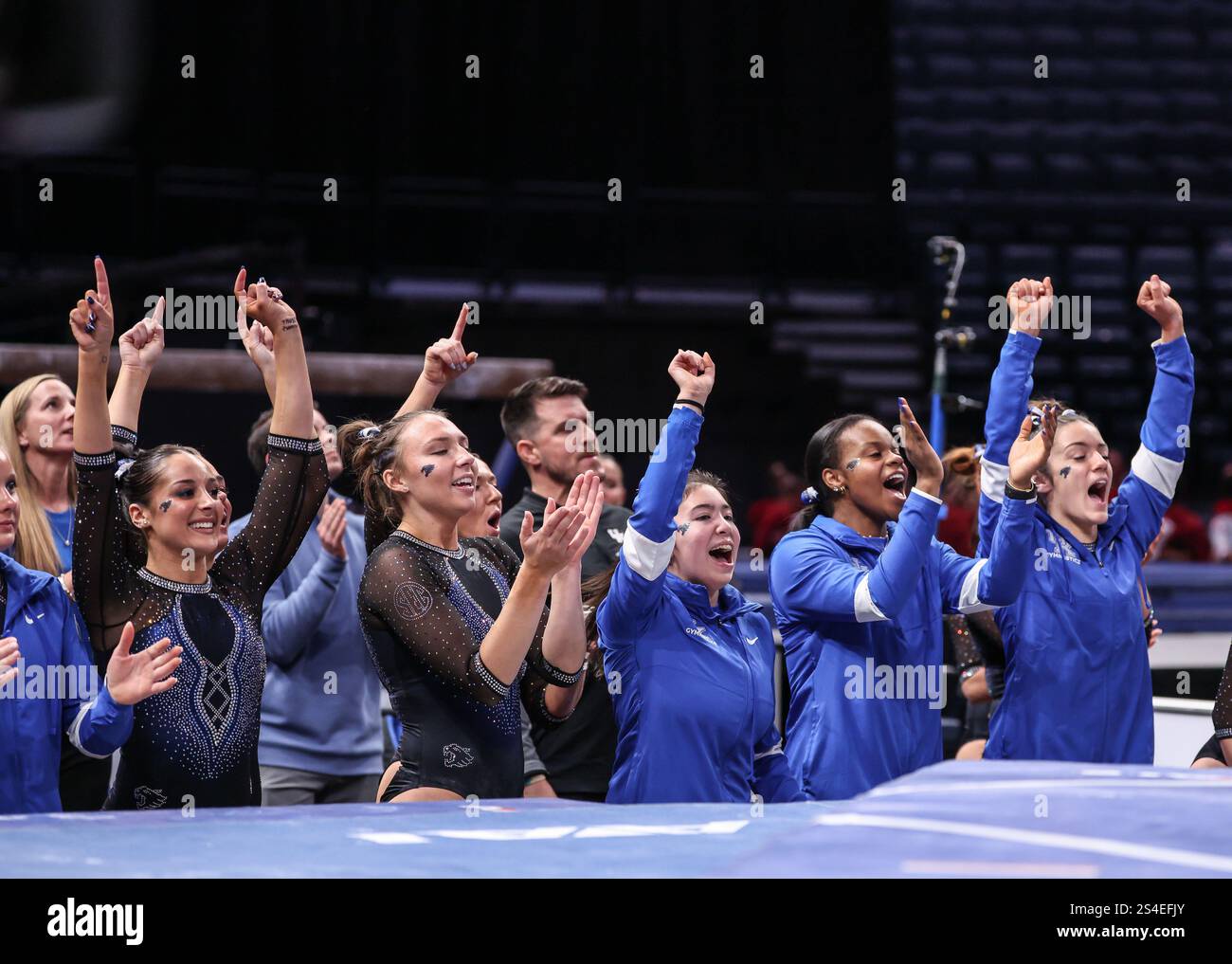 January 11, 2025: The Kentucky women's gymnastics team cheers on a ...