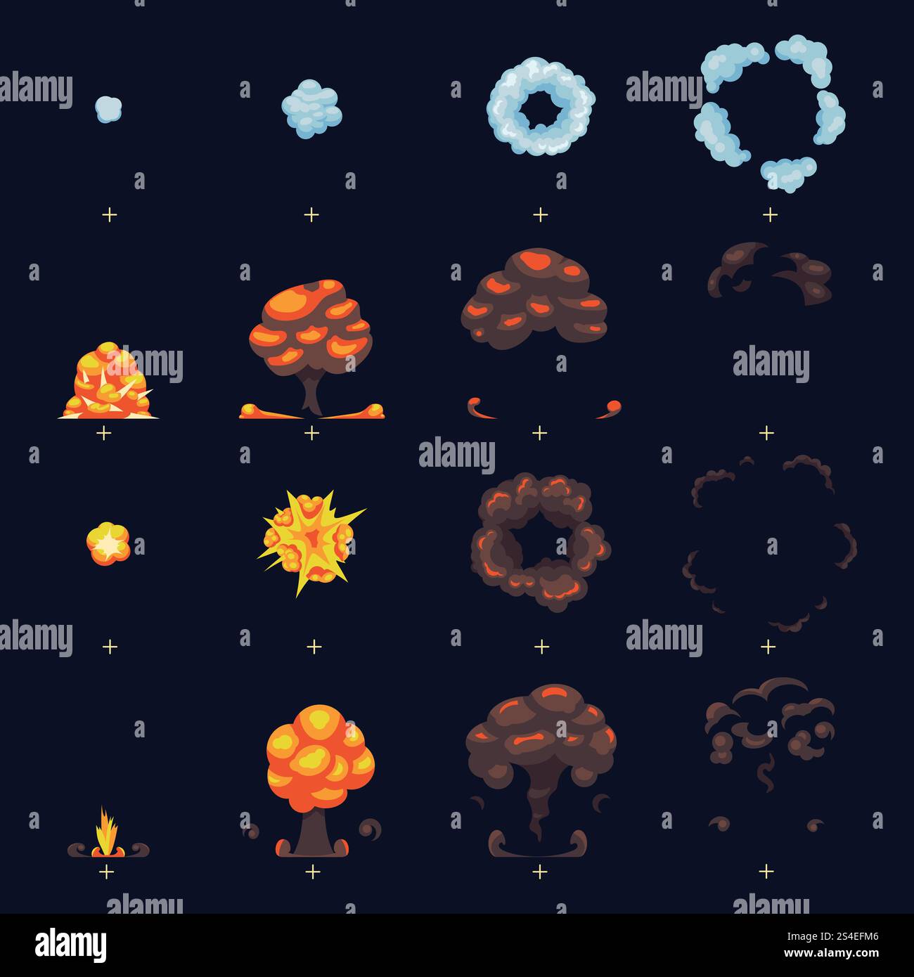 Comic boom blast explosion with flame and smoke fx animation frames ...