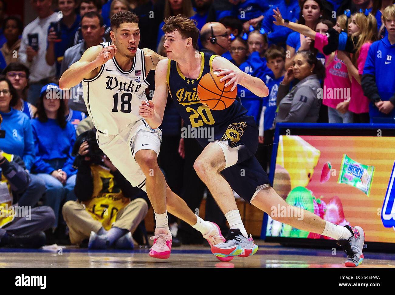 January 11, 2025: Duke forward Mason Gillis (18) defends Notre Dame ...