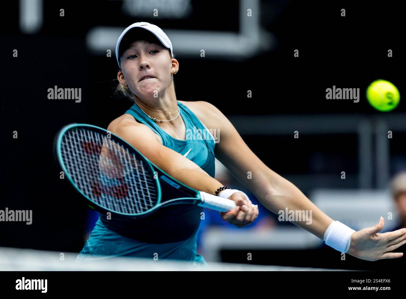 MELBOURNE, VIC - JANUARY 12: Mirra Andreeva of Russia in action during ...