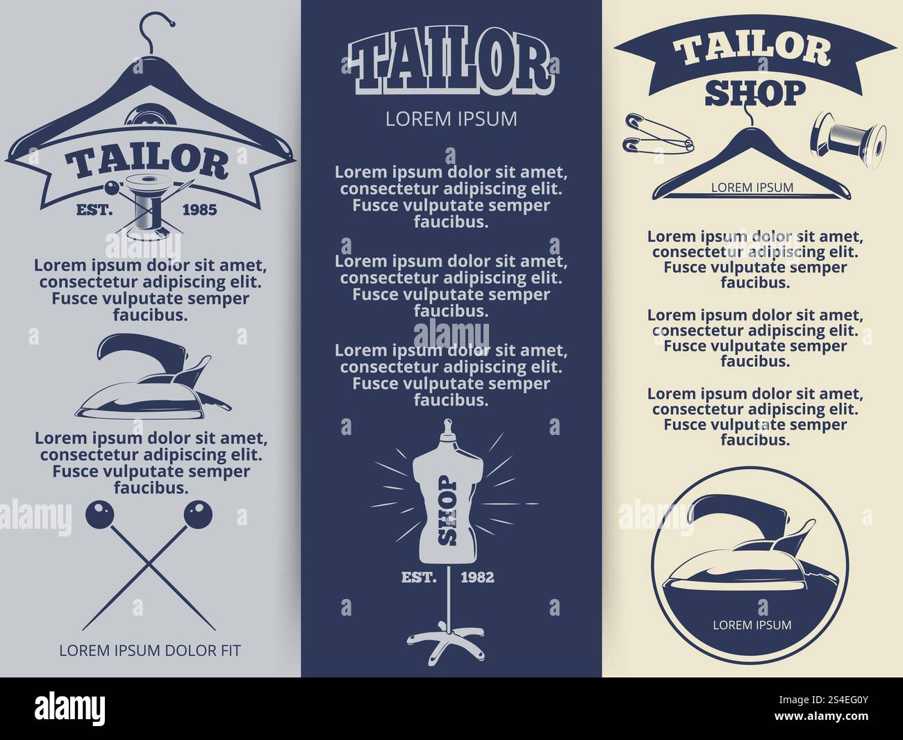 Vintage tailor shop flyers template design. Fashion poster design ...