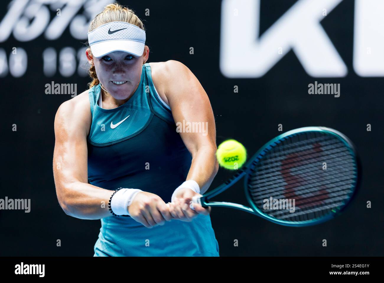 MELBOURNE, VIC - JANUARY 12: Mirra Andreeva of Russia in action during ...