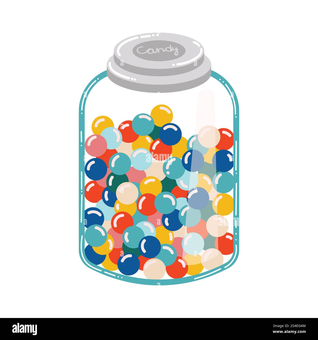 Cute cartoon bubble gum balls in the bottle isolated on white ...