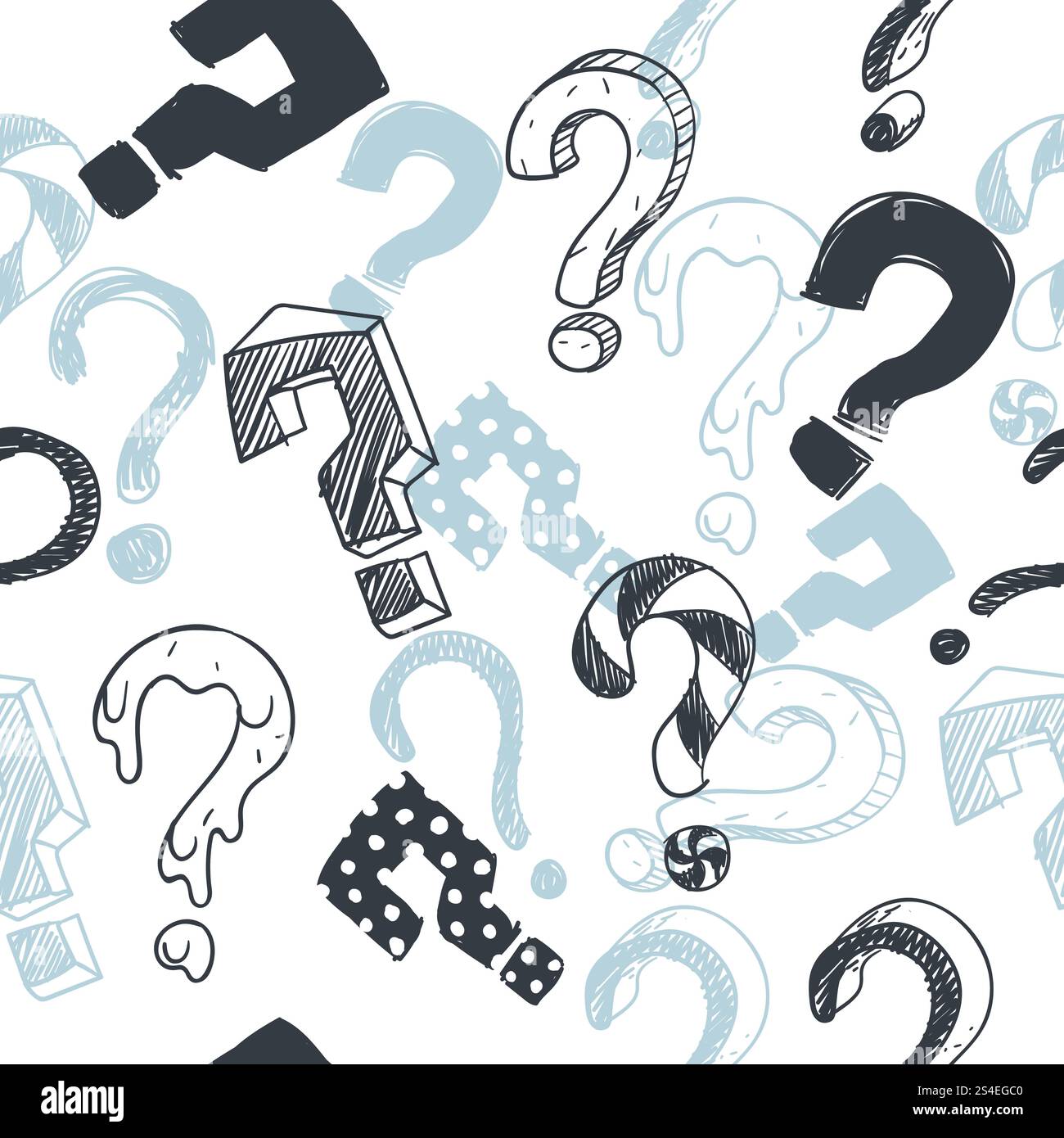Doodle interrogation marks vector seamlles background. Endless pattern ...