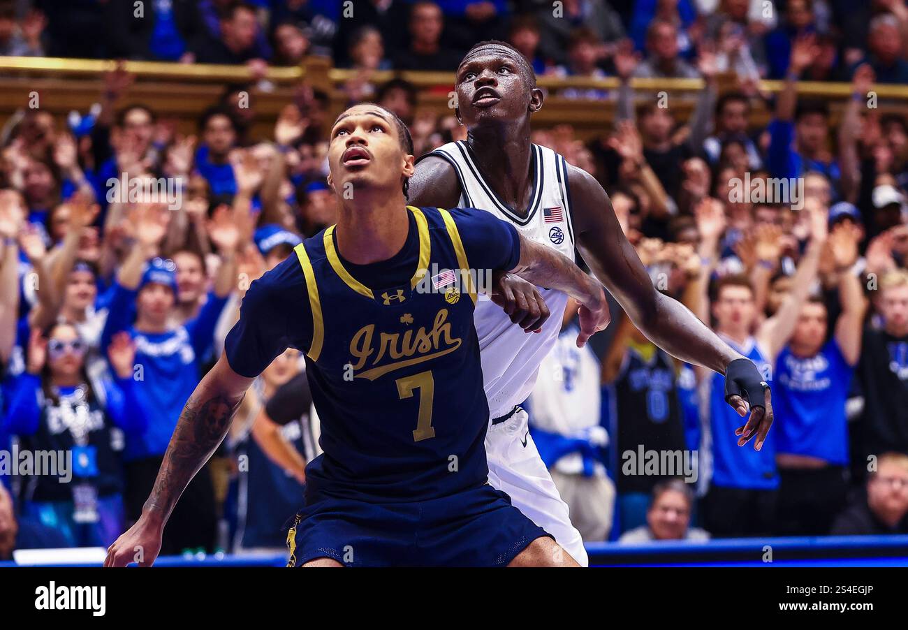 January 11, 2025: Notre Dame forward Tae Davis (7) boxes out Duke ...