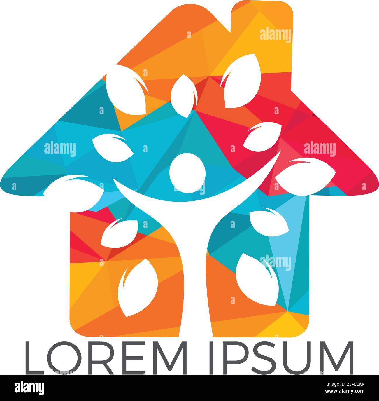 Human life logo icon of abstract people tree and house vector. Family ...