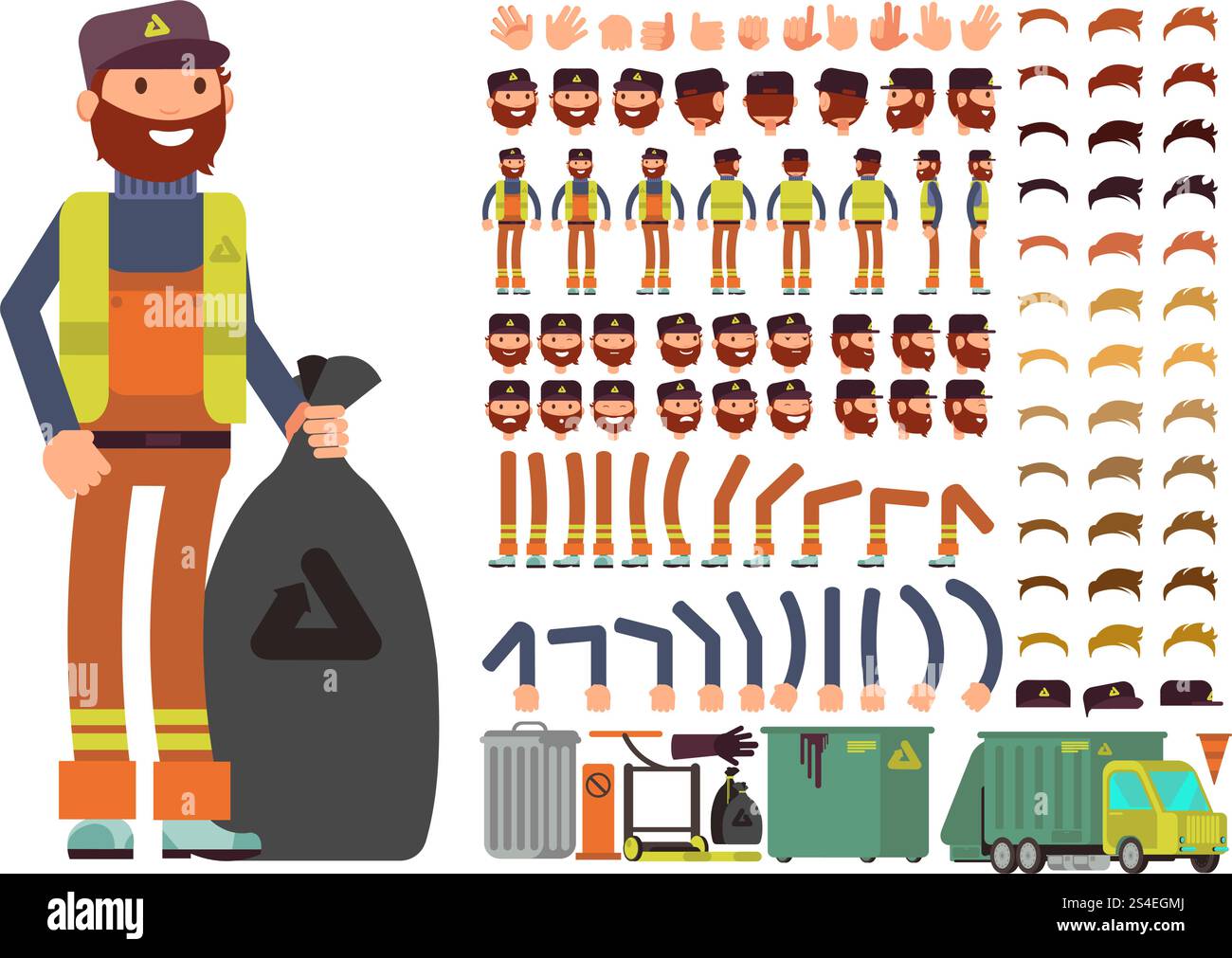 Sanitation worker vector man character. Creation constructor with set ...