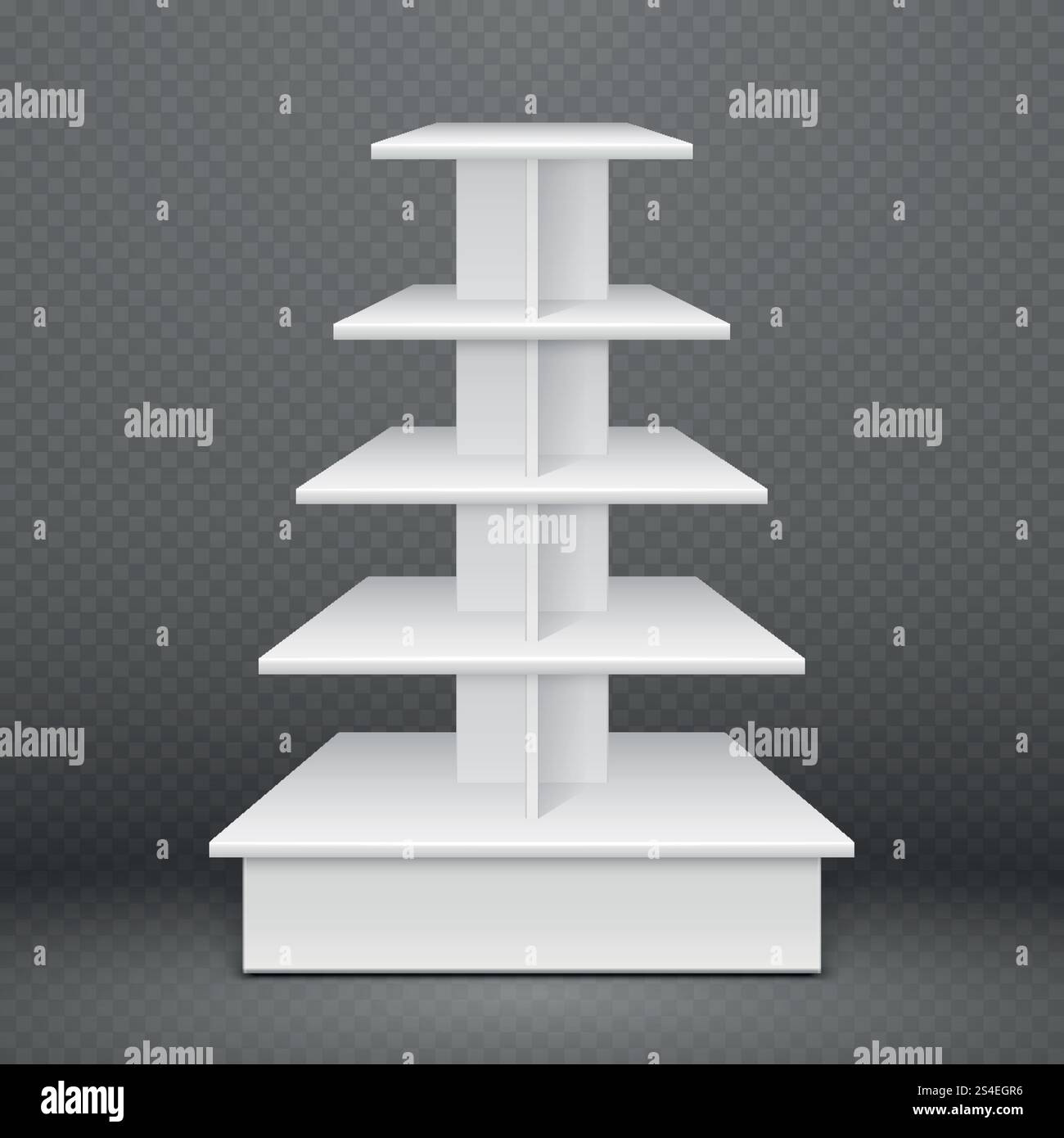 White exhibition stand with square shelves, retail advertising product ...