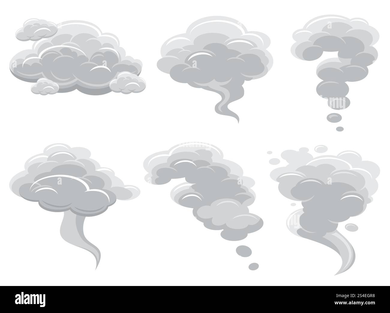Cartoon smoking clouds and comic cumulus cloud vector collection. Air ...