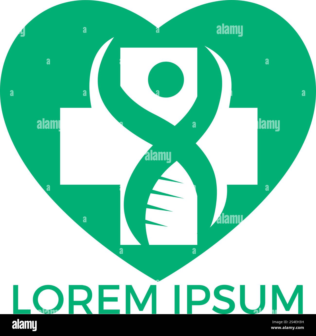 Abstract cross medical and human DNA heart shape vector logo design ...