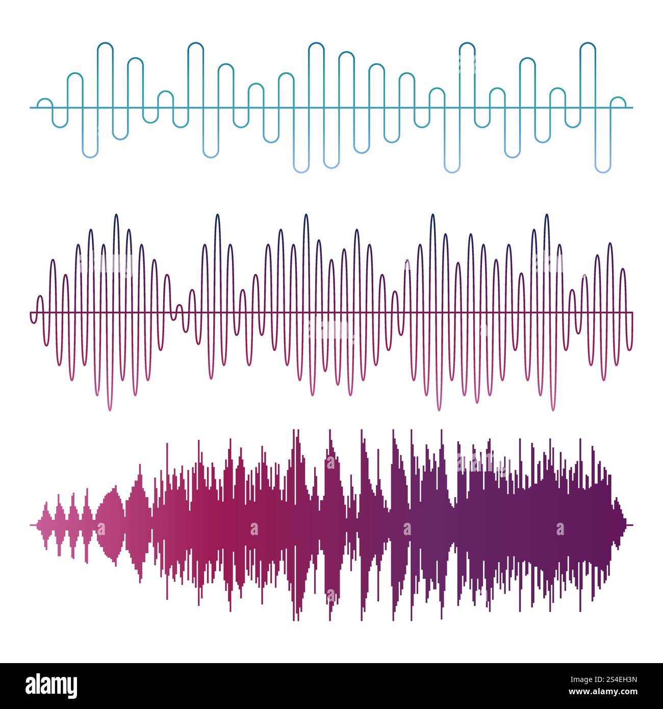 Colorful sound waves vector isolated on white background. Illustration ...