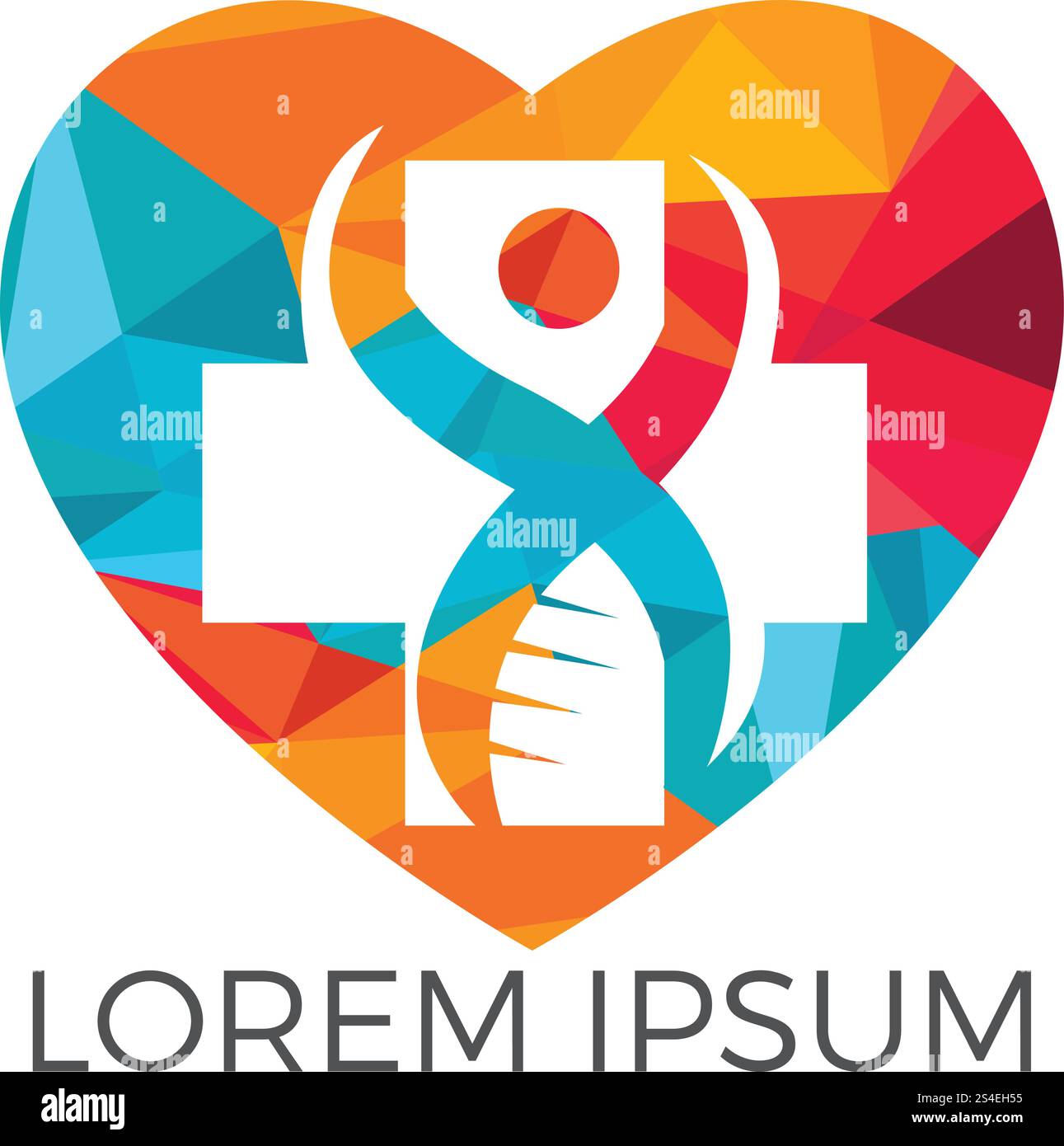 Abstract cross medical and human DNA heart shape vector logo design ...