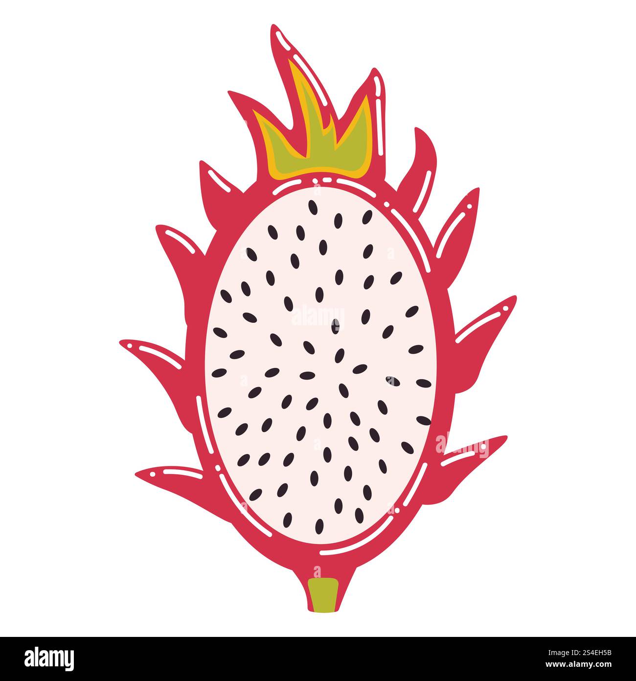 Cute cartoon half of pitahaya in flat style. Tropical fruit isolated on ...