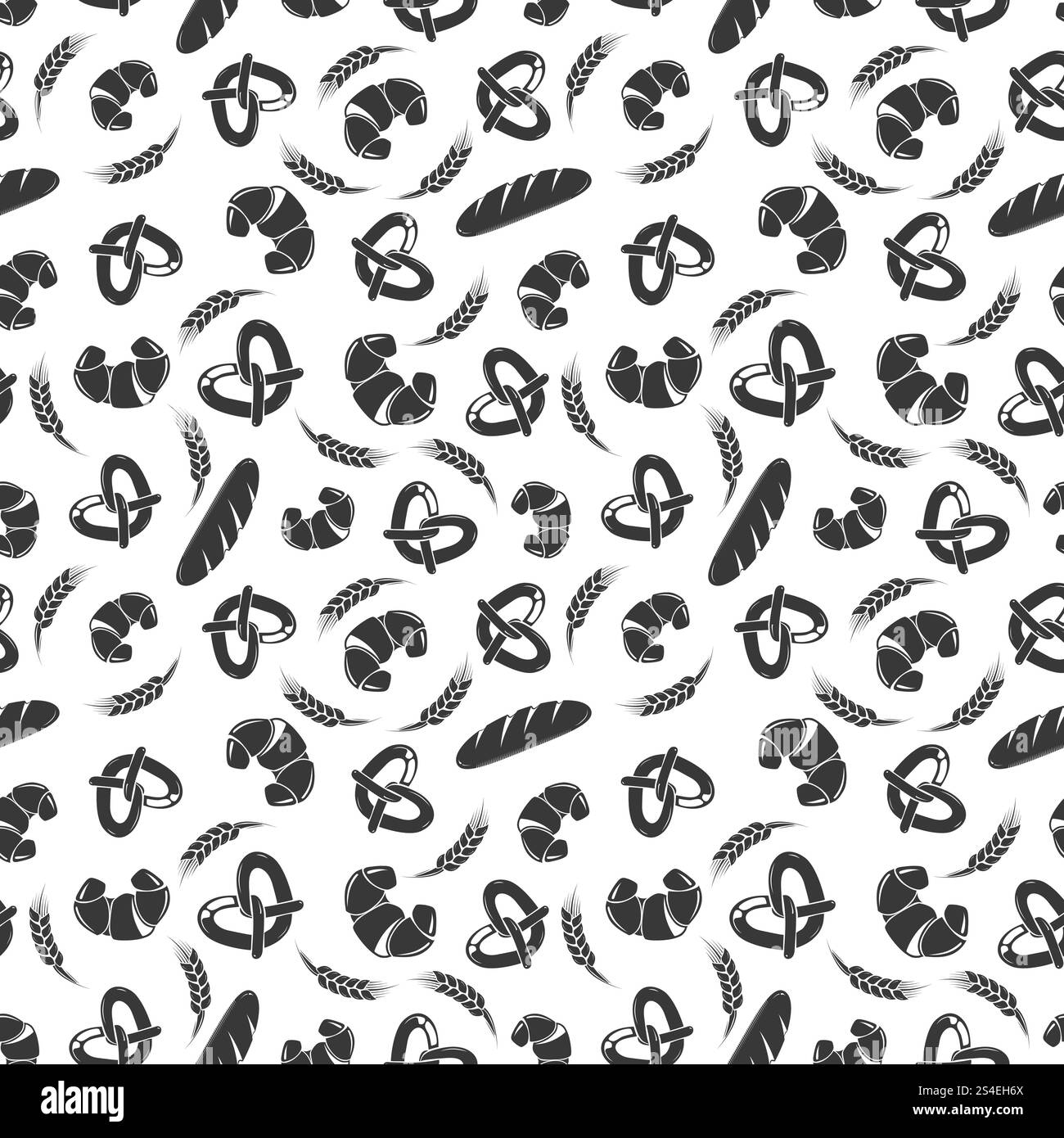 Bakery seamless pattern design with products and wheat. Bakery vector ...