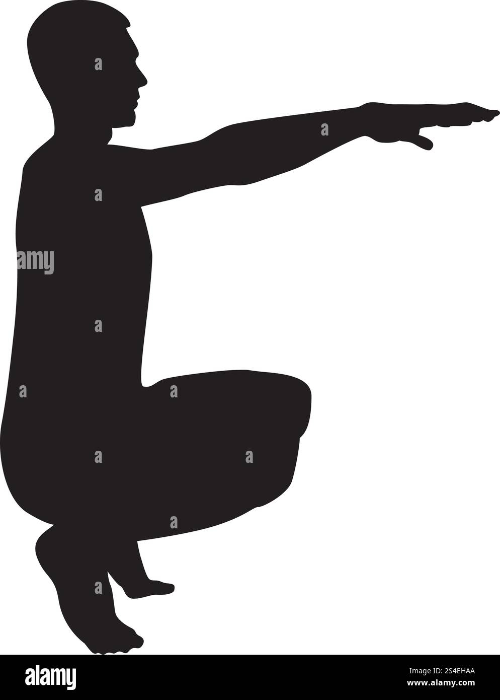 Crouching Man doing exercises crouches squat Sport action male Workout ...