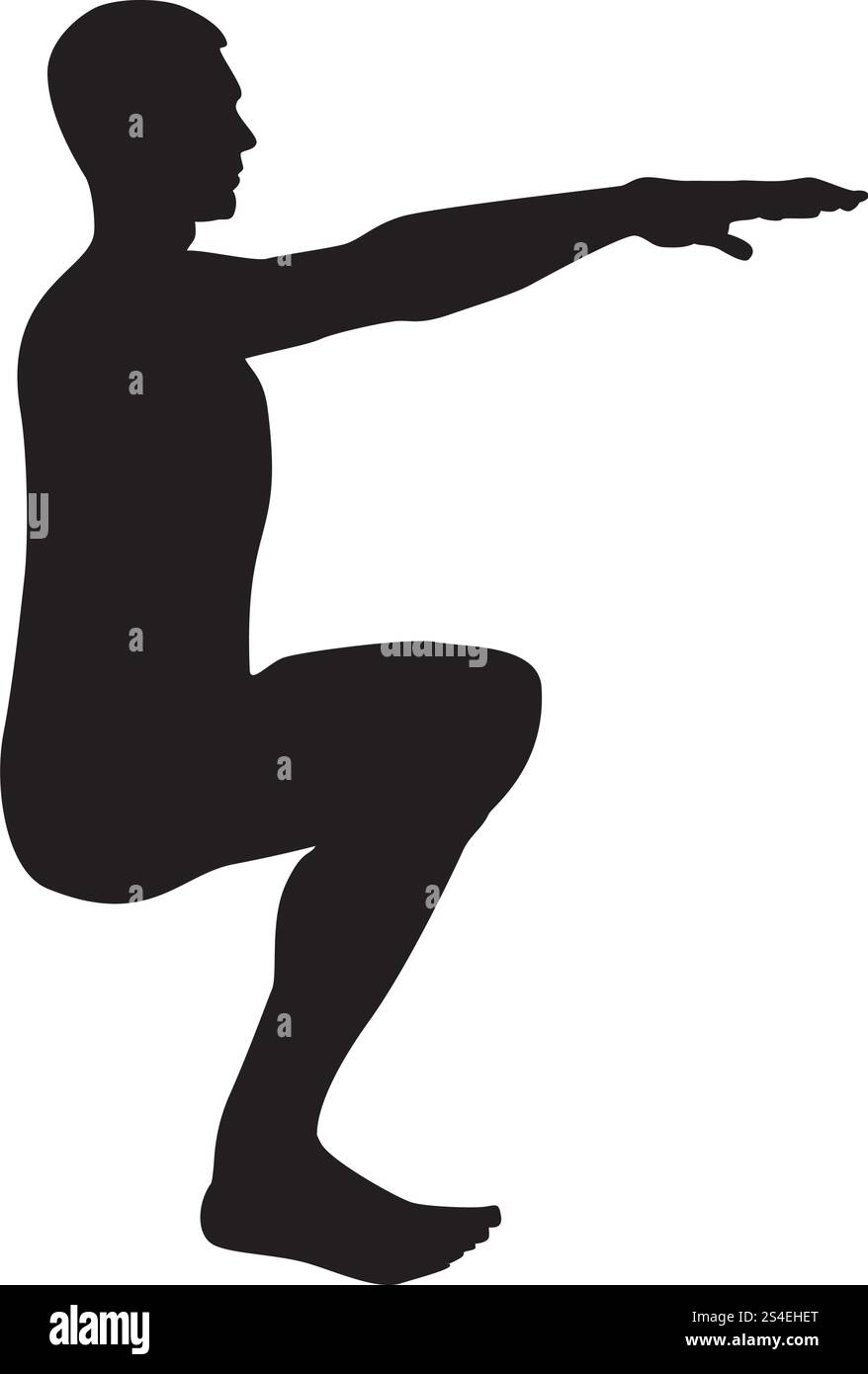 Crouching Man doing exercises crouches squat Sport action male Workout ...