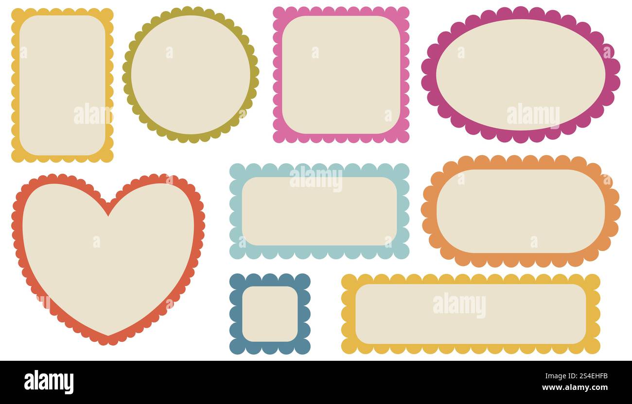 Colorful Frames with Corrugated Edges Isolated on White. Simple Badges ...