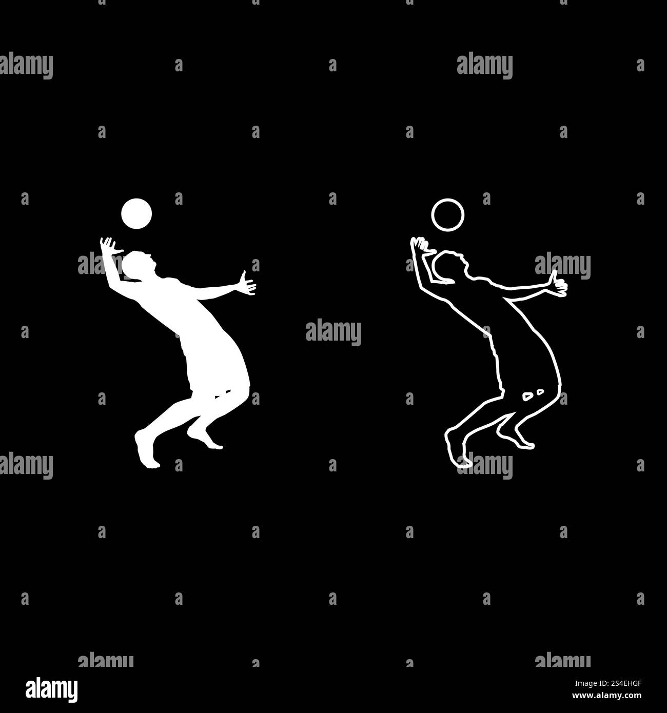 Volleyball player hits the ball with top silhouette side view Attack ...