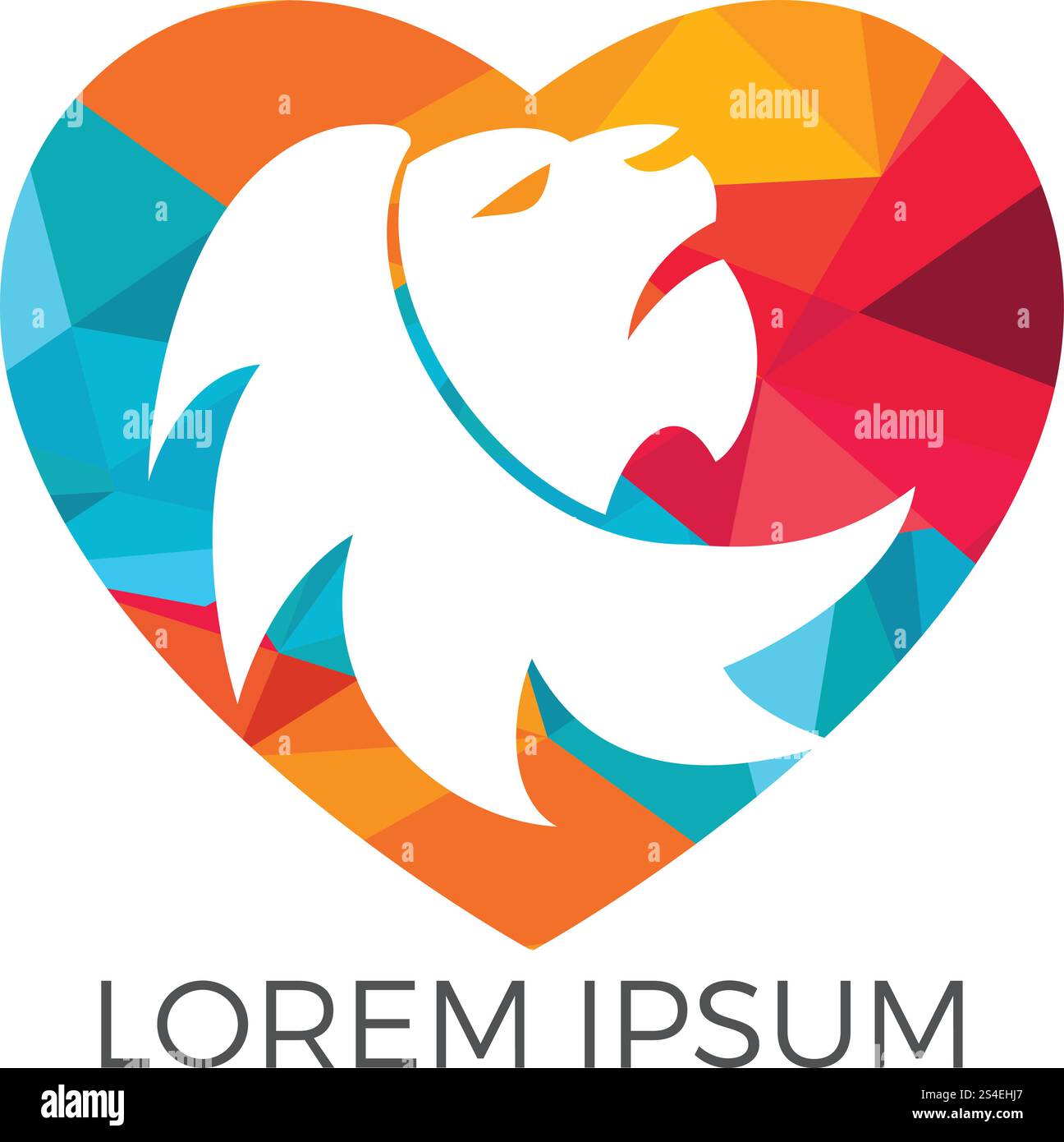 Lion heart shape logo vector. Wild lion head graphic illustration Stock ...