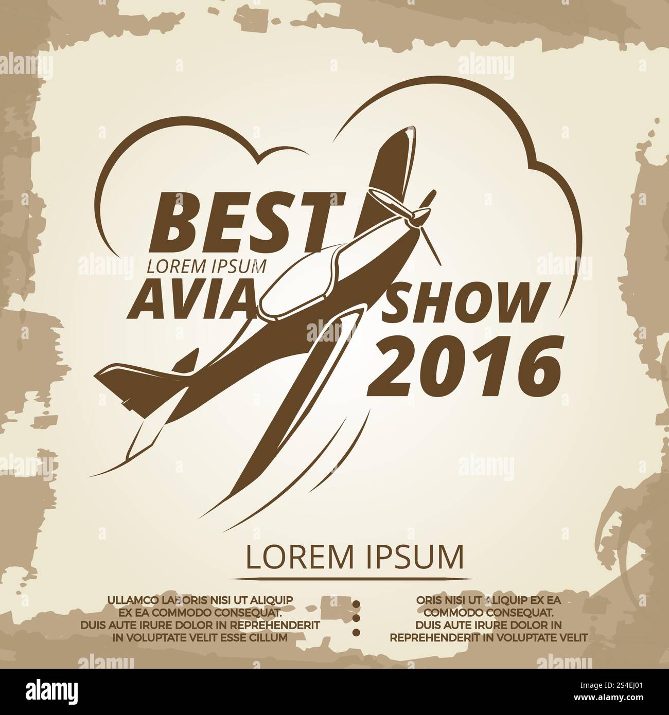 Avia show vintage poster design with airplane. Banner vector ...
