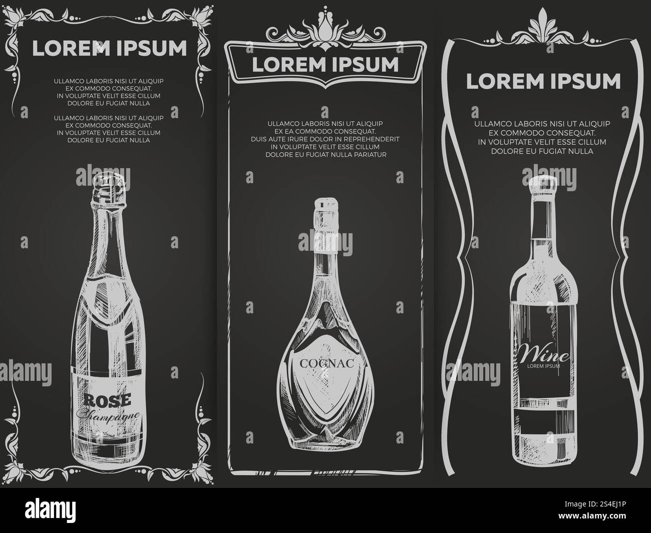 Hand drawn elite alcohol drinks banners template. Drawing poster ...