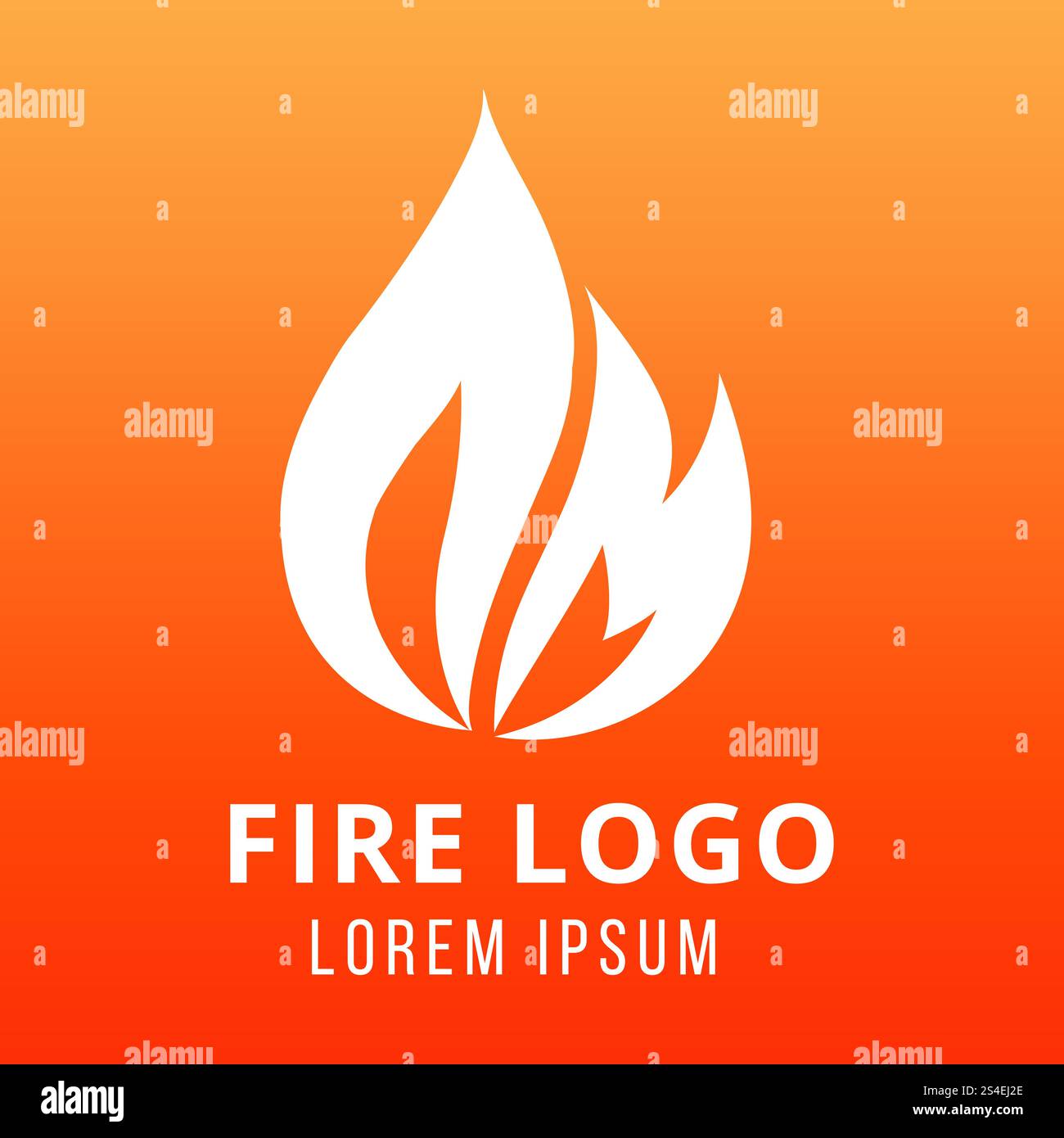Flame of fire logo design on fire color background. Illustration of ...