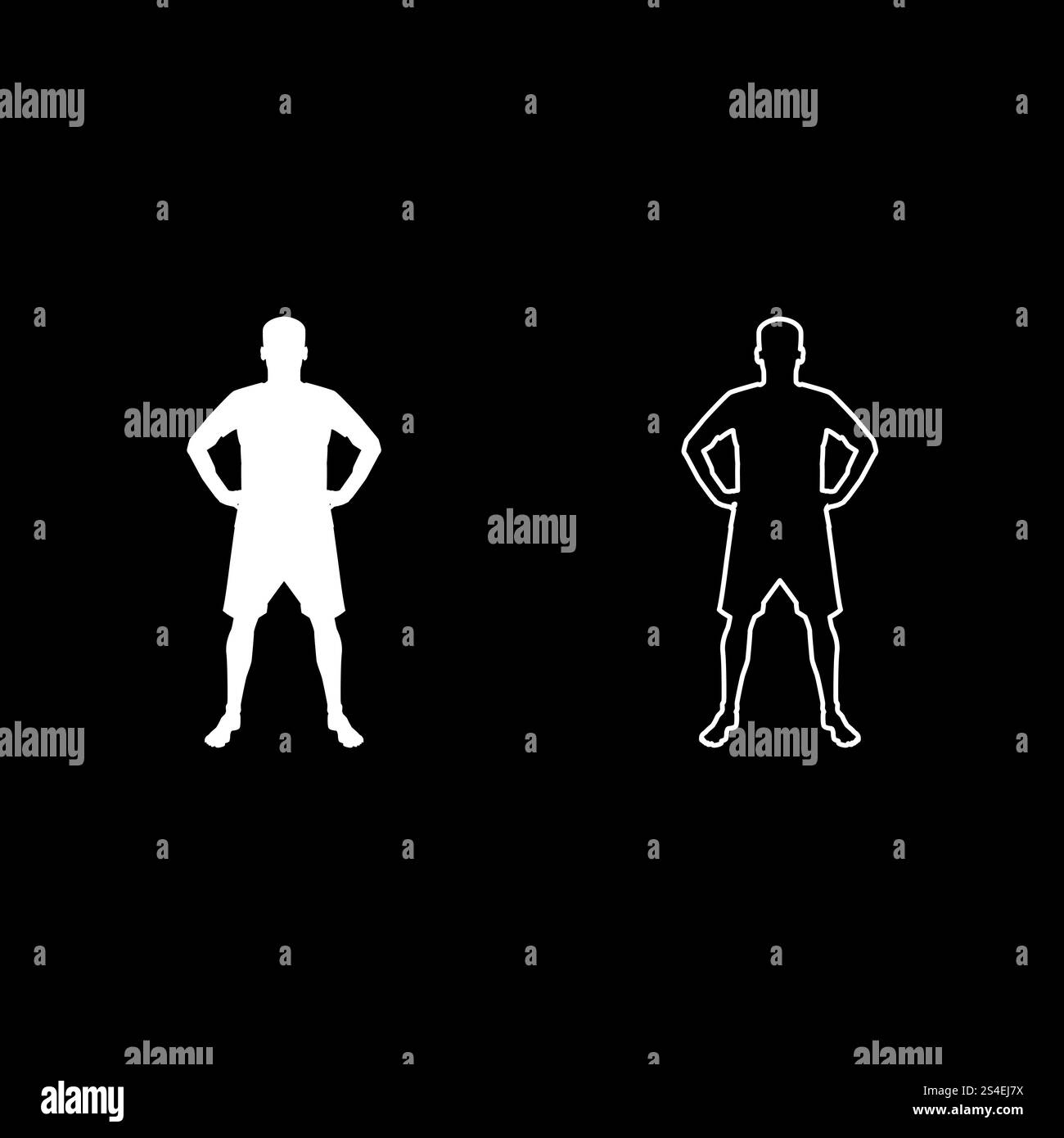 Man holding hands on belt confidence concept silhouette manager ...