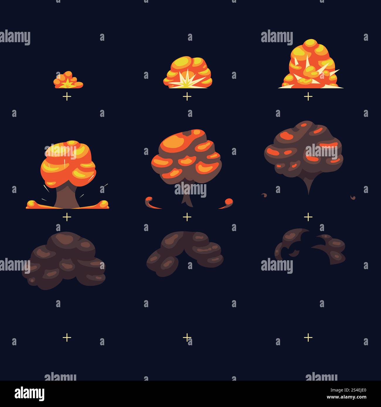 Vector explosion, war game blast fx animation frames sprite. Effect ...