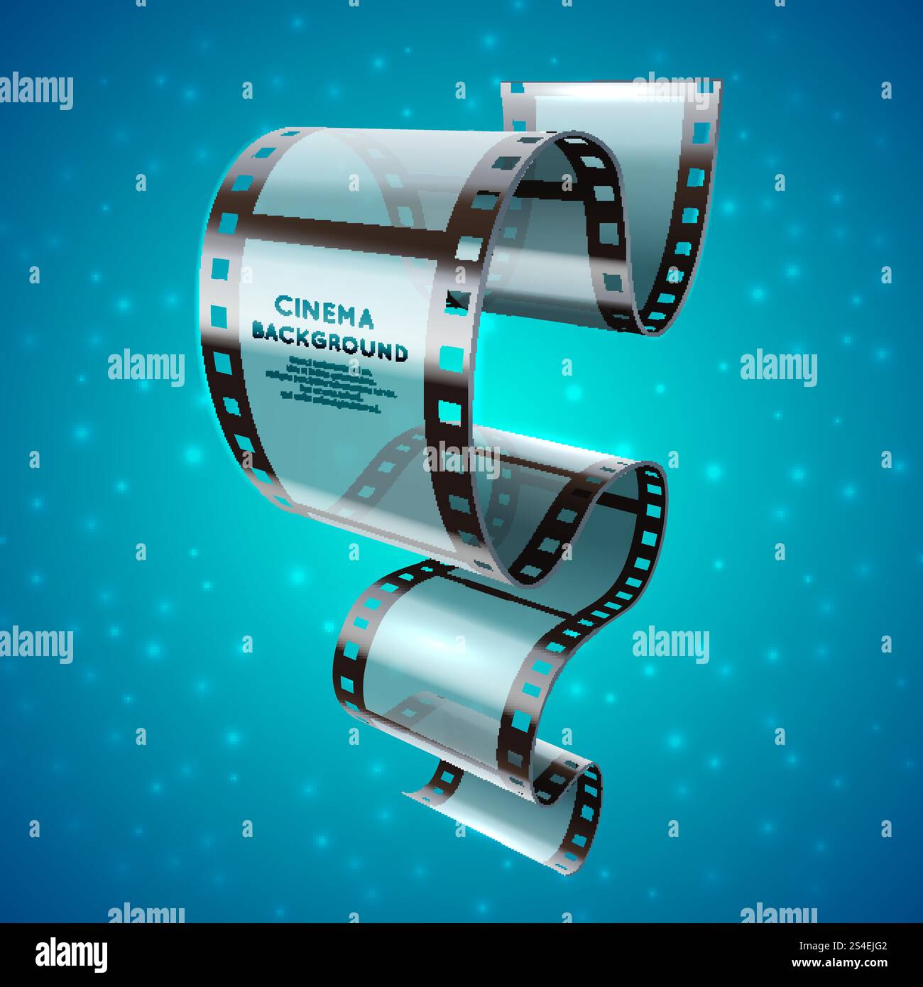 Abstract cinema retro poster with film strip roll, vector movie ...