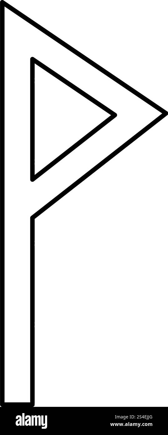 Vuno rune Wunjo symbol W win vane joy icon black color vector ...