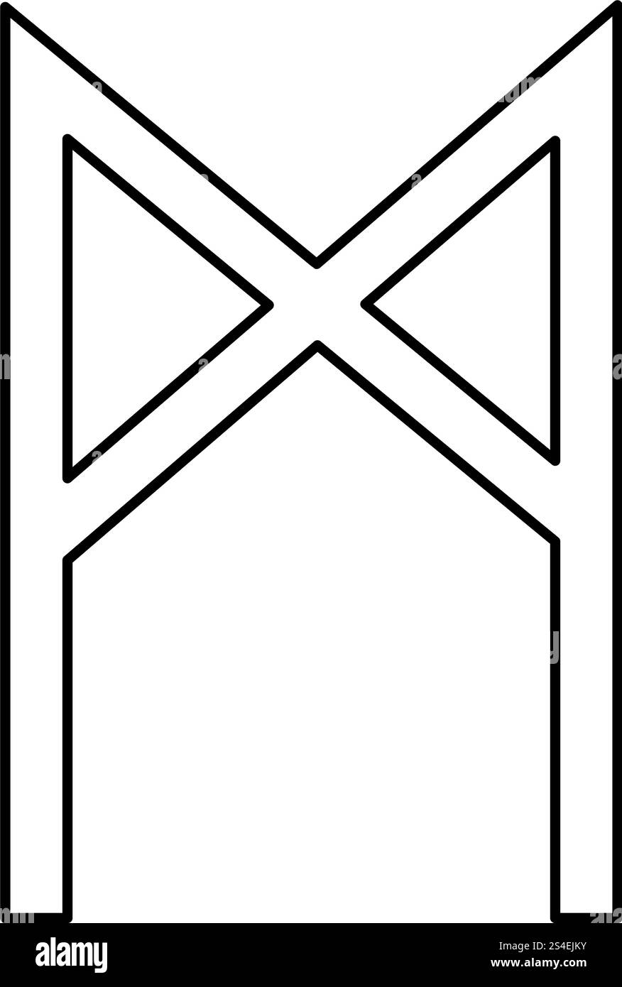 Mannaz rune man human symbol icon black color vector illustration flat ...