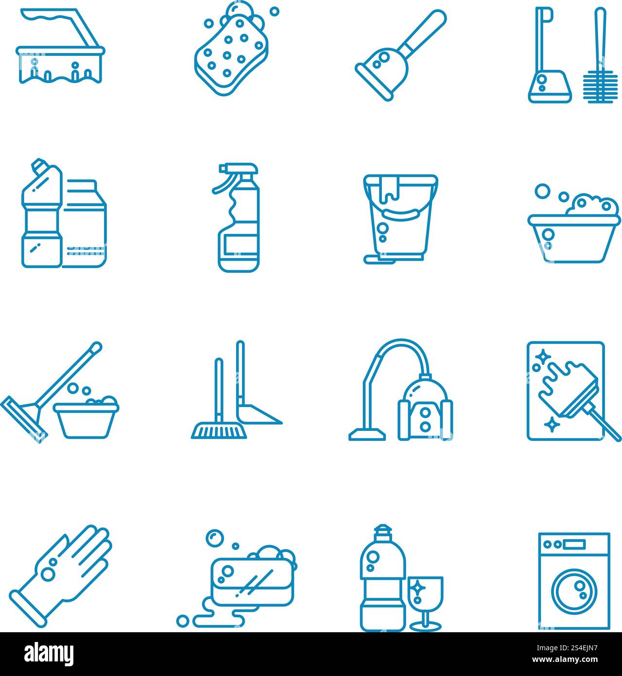 Cleaning and washing house outline vector icons. Antiseptic service ...