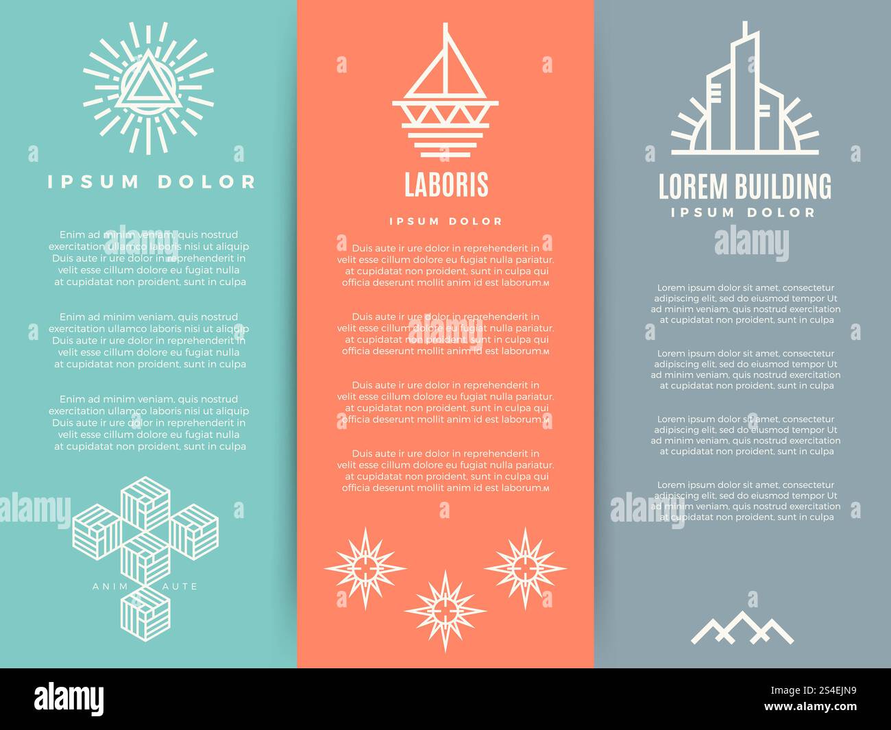 Vintage minimal geometric brochure flyers templte with linear logos ...