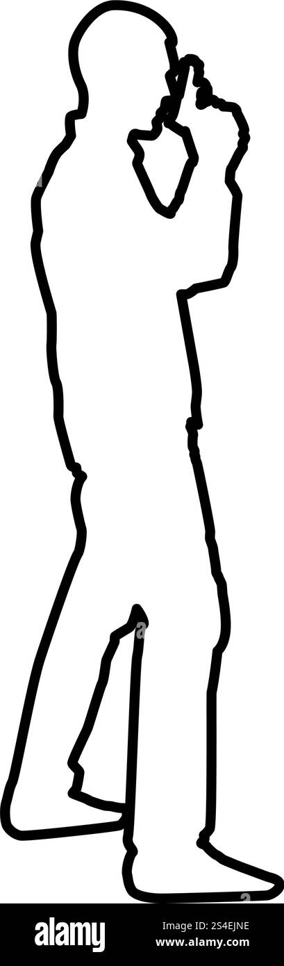 Man with gun Hazard concept icon black color vector illustration flat ...