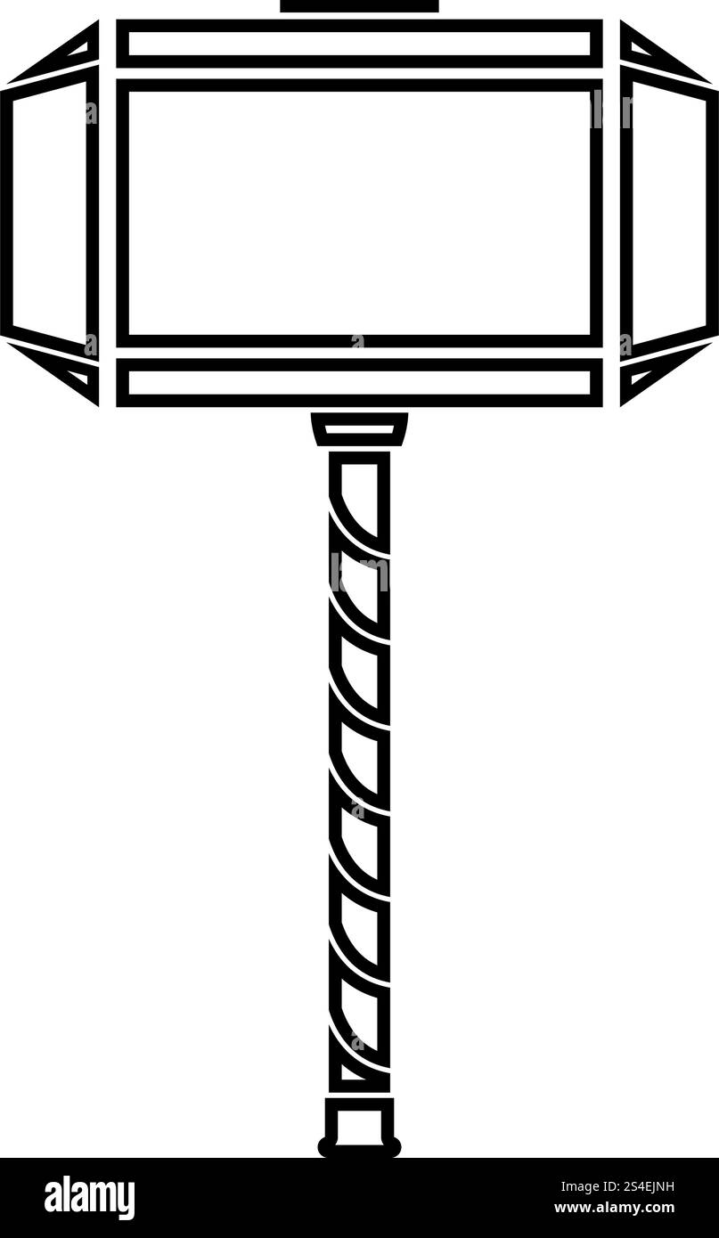Thor’s hammer Mjolnir icon black color vector illustration flat style ...