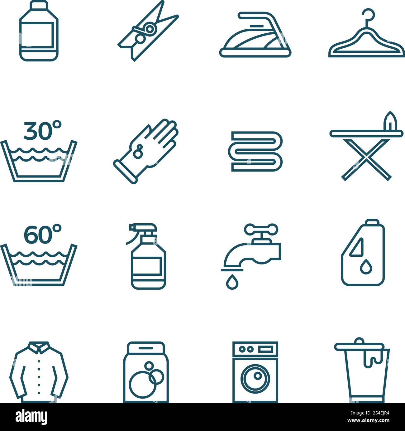 Clean laundry and dryer service vector line icons. Laundry icons set ...