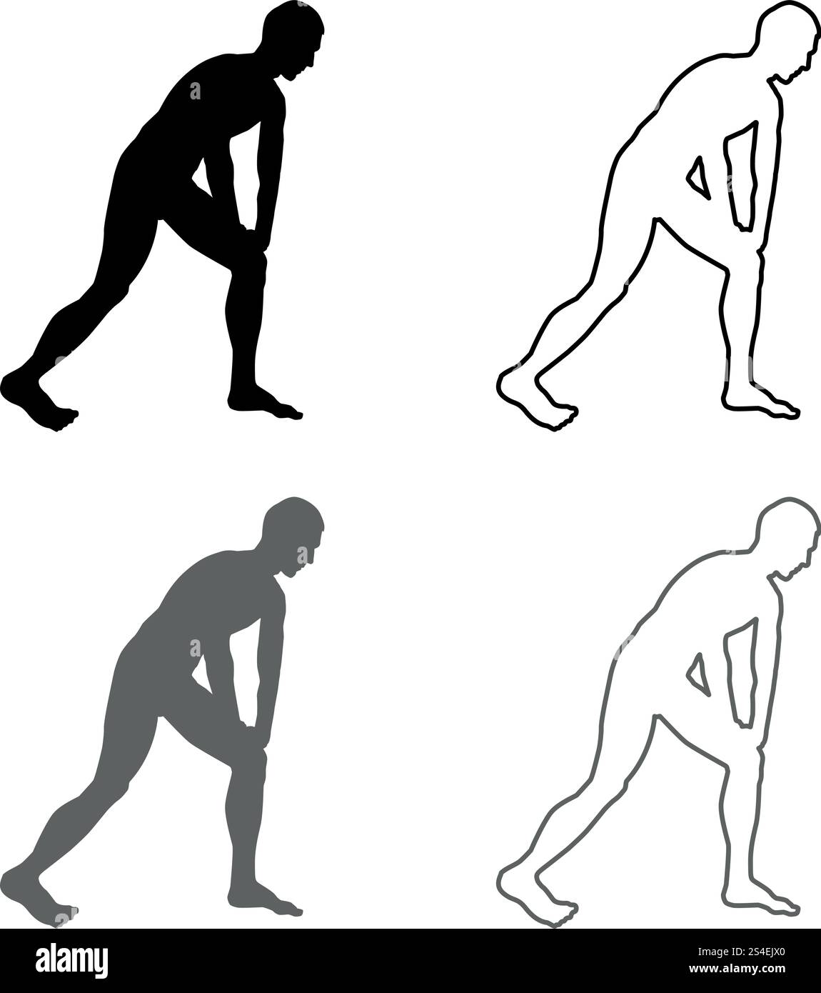 Man doing exercises for warm up Sport action male Workout silhouette ...