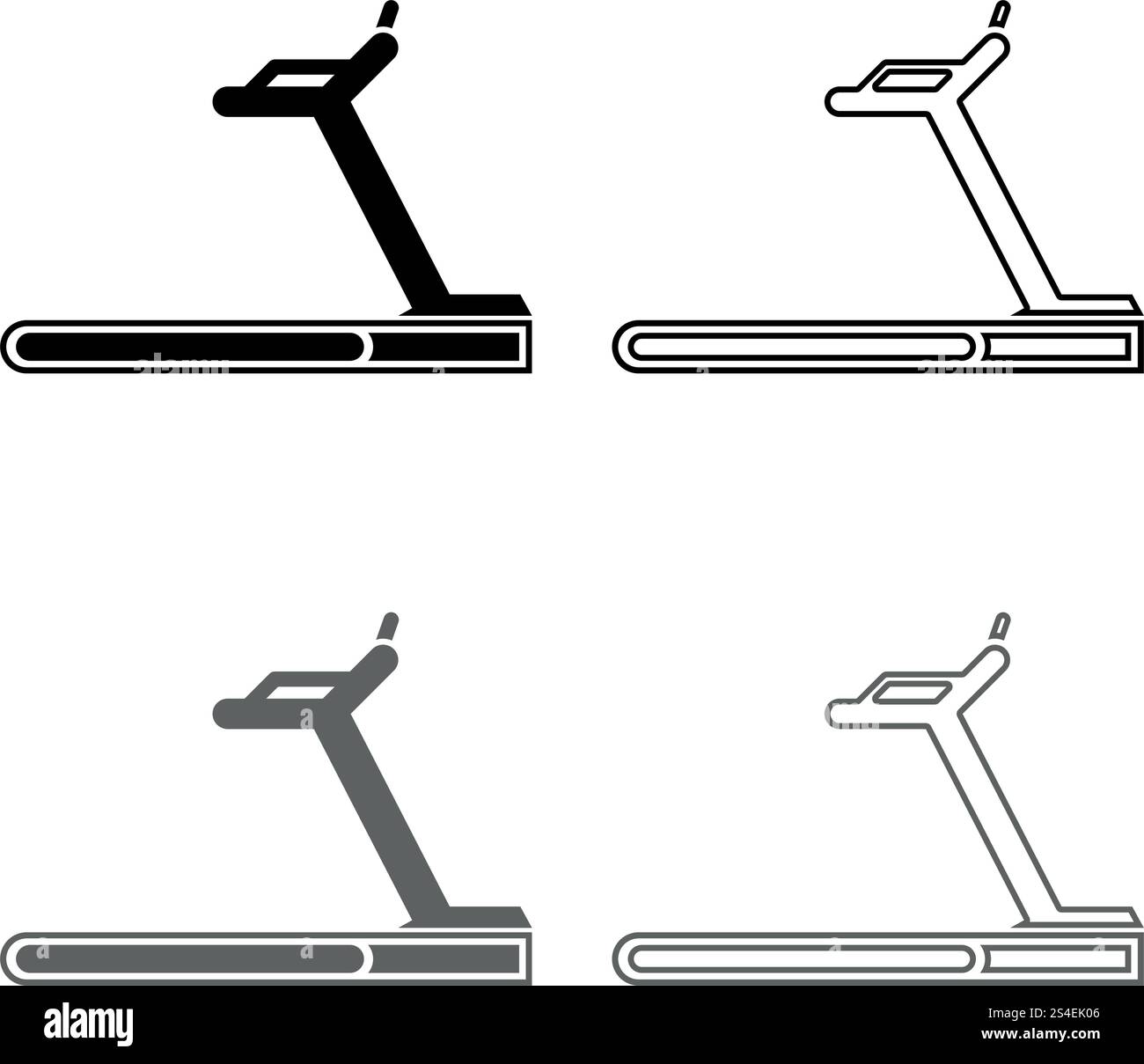 Treadmill machine icon set grey black color vector illustration outline ...