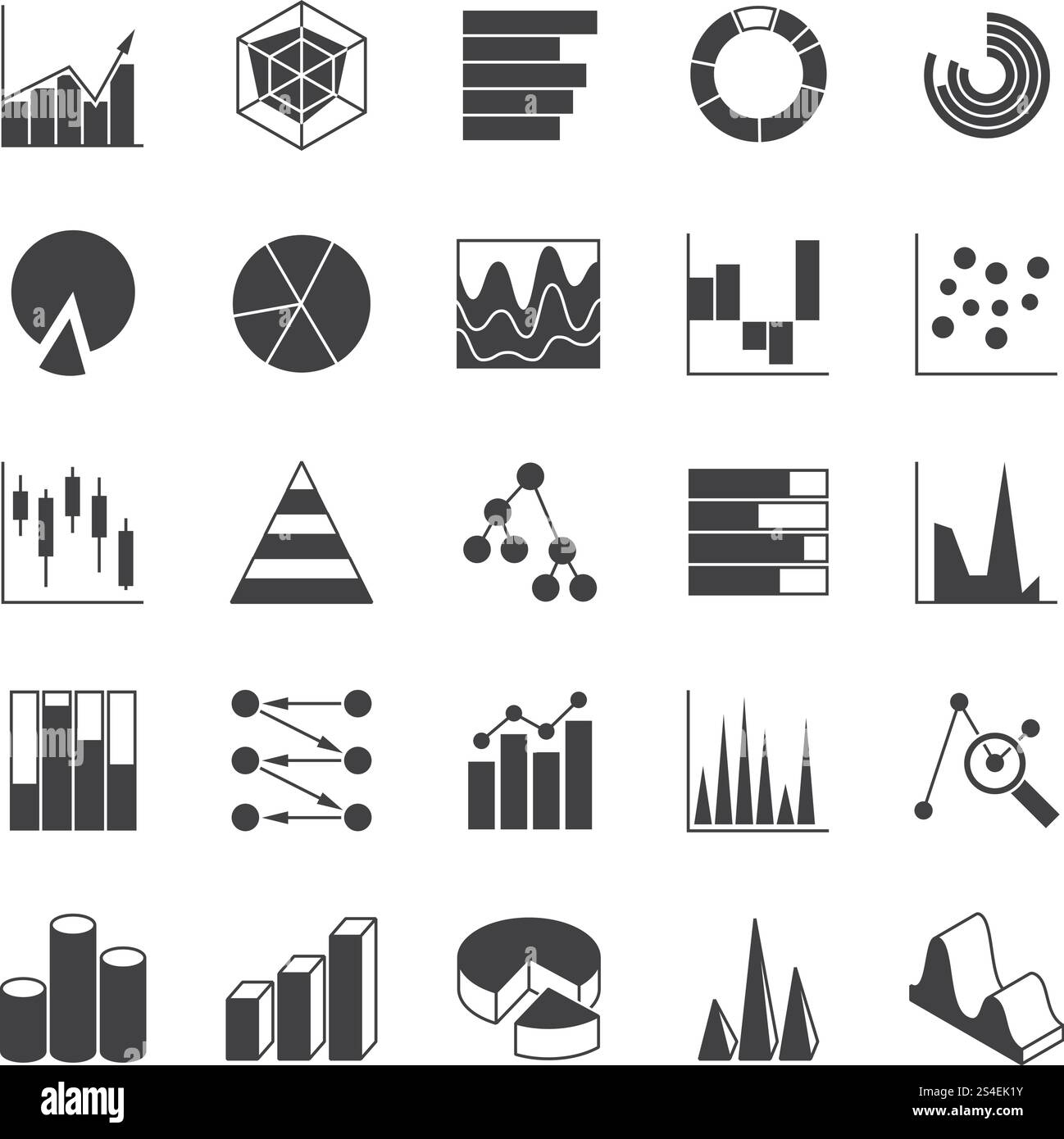 Data bar graphic and statistics charts vector icons. Growth line ...