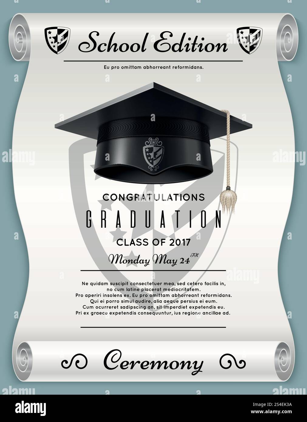 High school academic concept with graduation cap. Congratulations ...