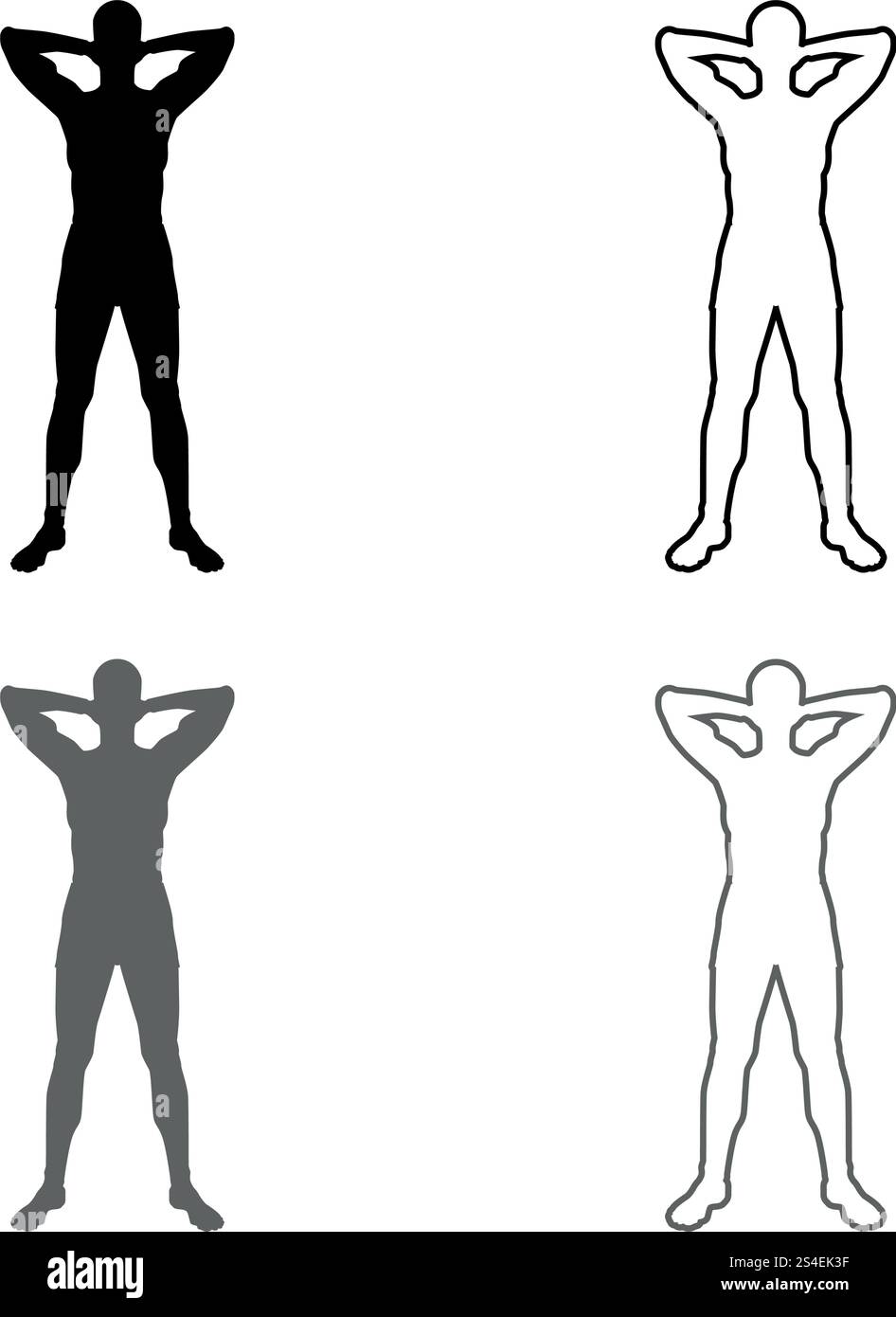 Concept relax Sportsman doing exercise Man holds hands behind head icon ...