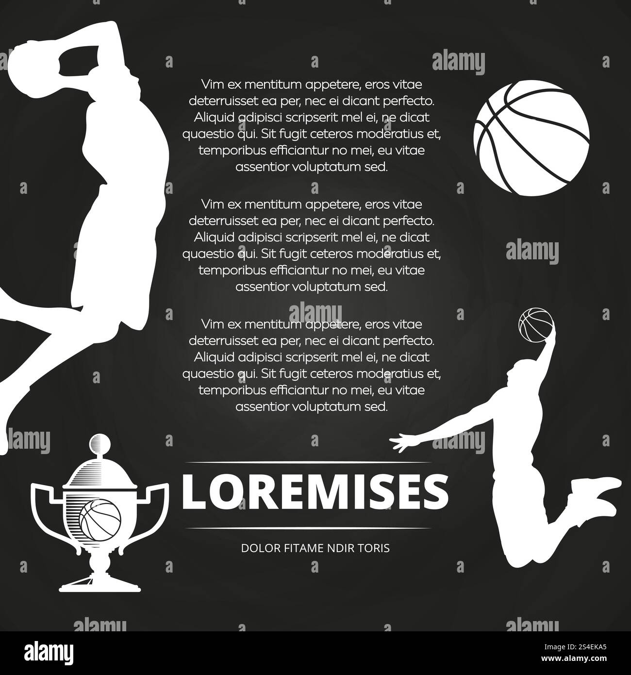 Basketball tournament blackboard background with athlete silhouettes ...