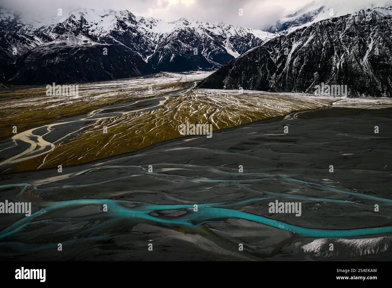 Aerial views of Aoraki/Mount Cook National Park via Helicopter Stock ...