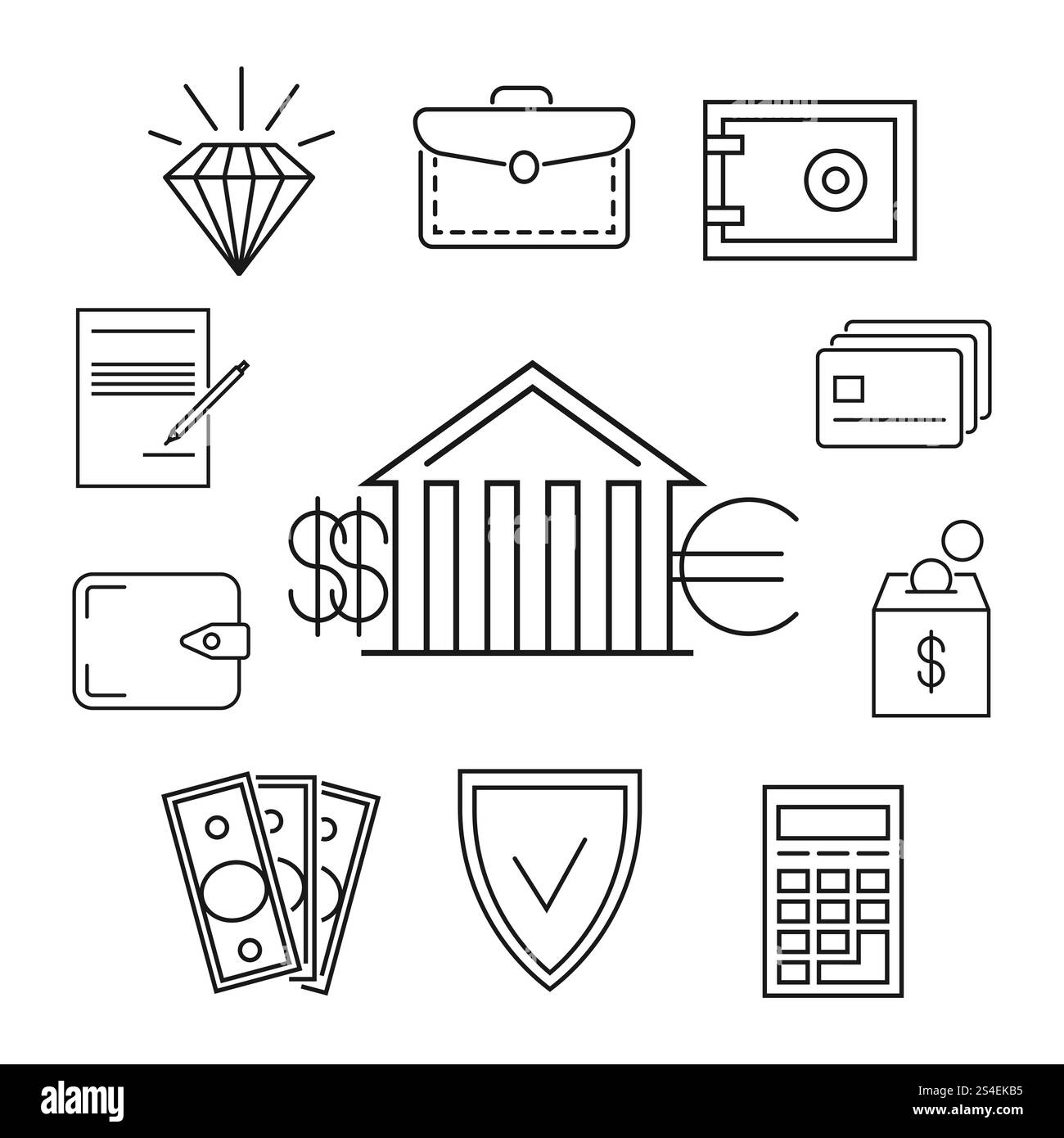 Save money or finance line art concept. Investment and wealth, vector ...