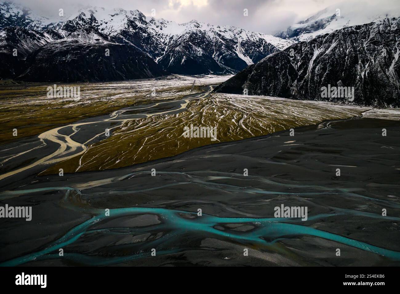 Aerial views of Aoraki/Mount Cook National Park via Helicopter Stock ...