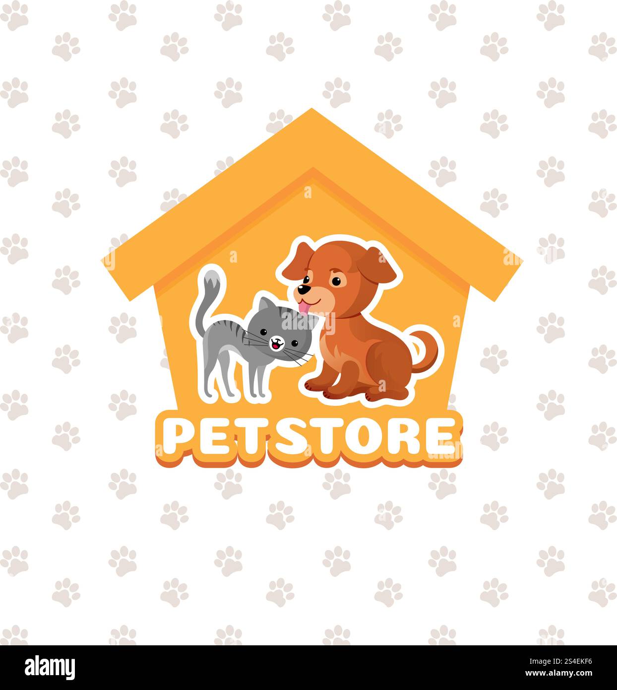 Pet store vector background with happy pets animals. Pets dog and cat ...
