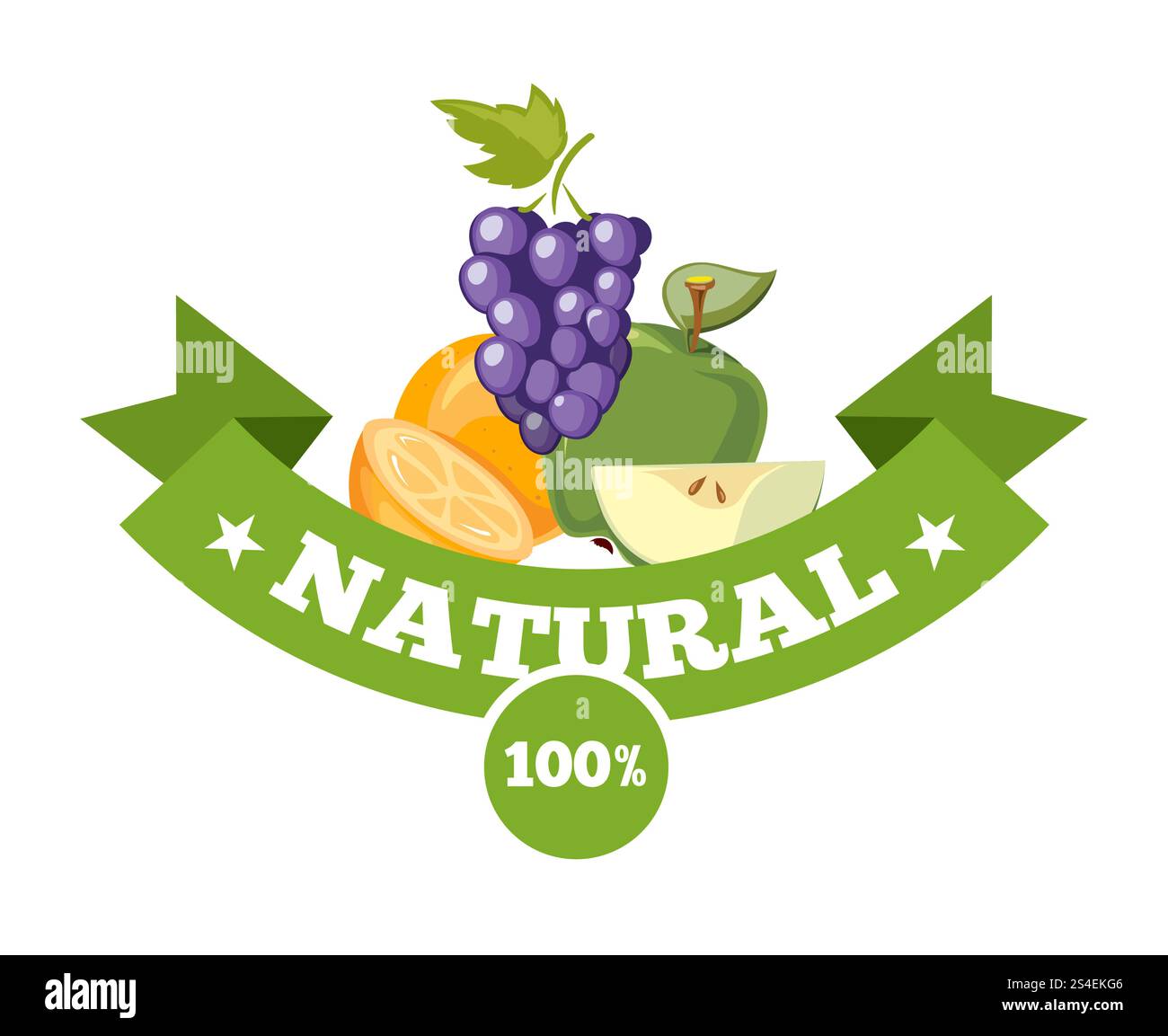 Natural fresh food, fruits logo badge vector template. Organic fruits ...
