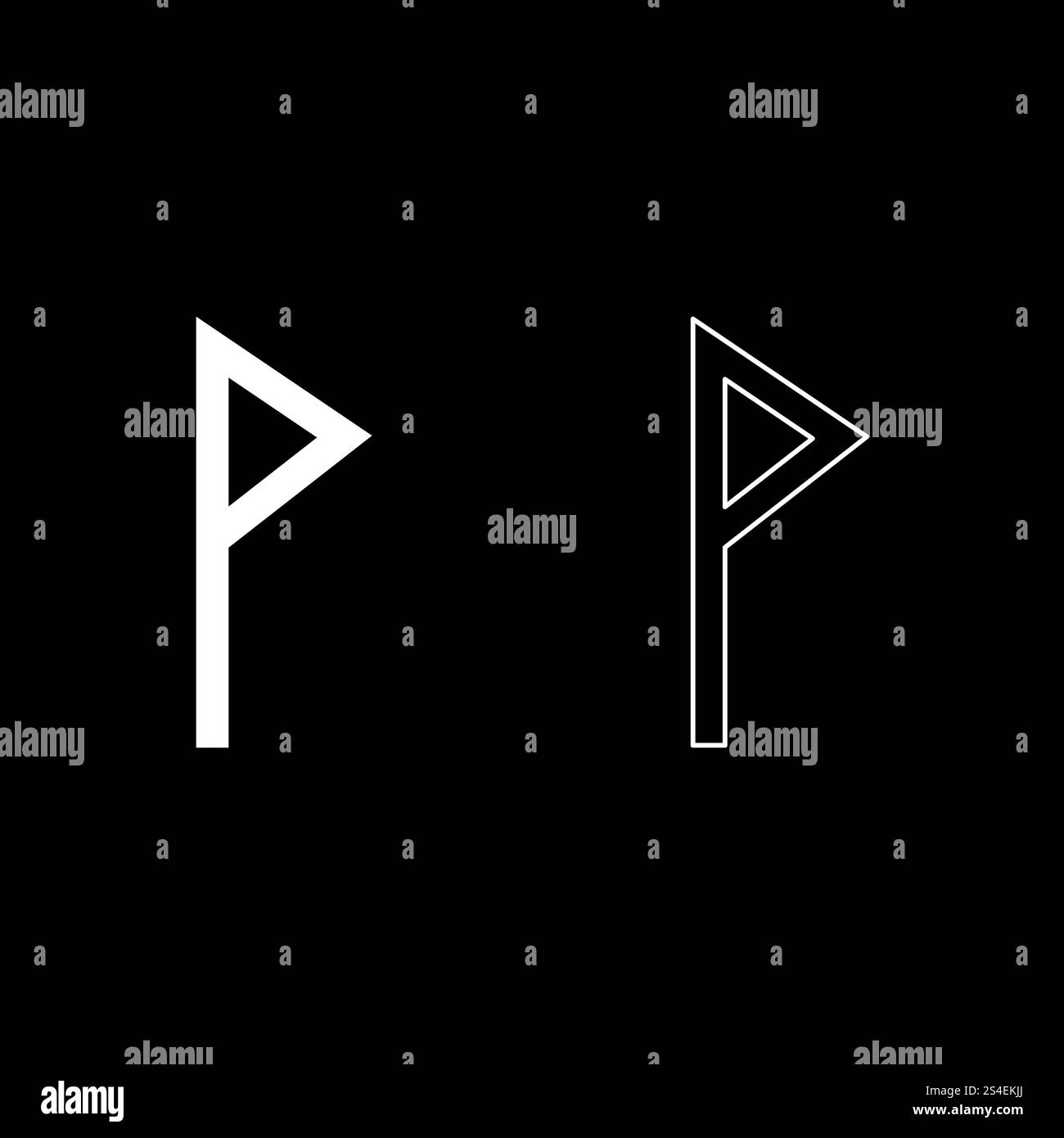 Vuno rune Wunjo symbol W win vane joy icon set white color illustration ...