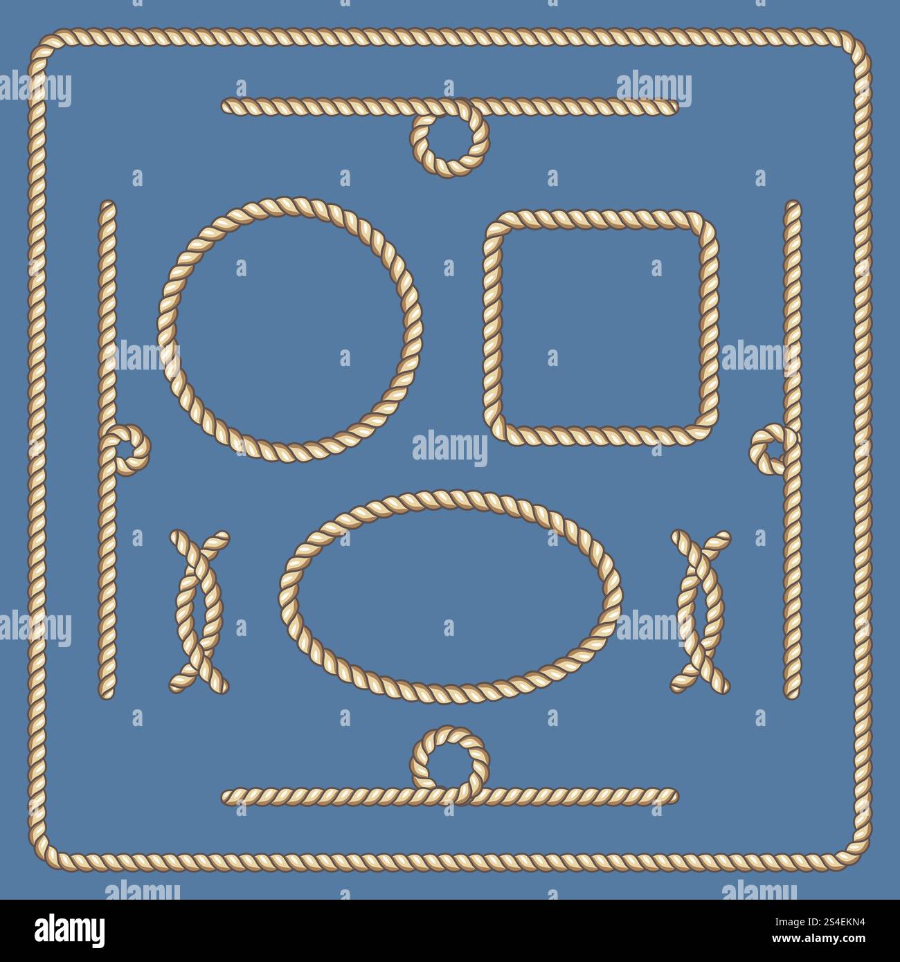 Nautical ropes vector frames set. Marine rope pattern line illustration ...